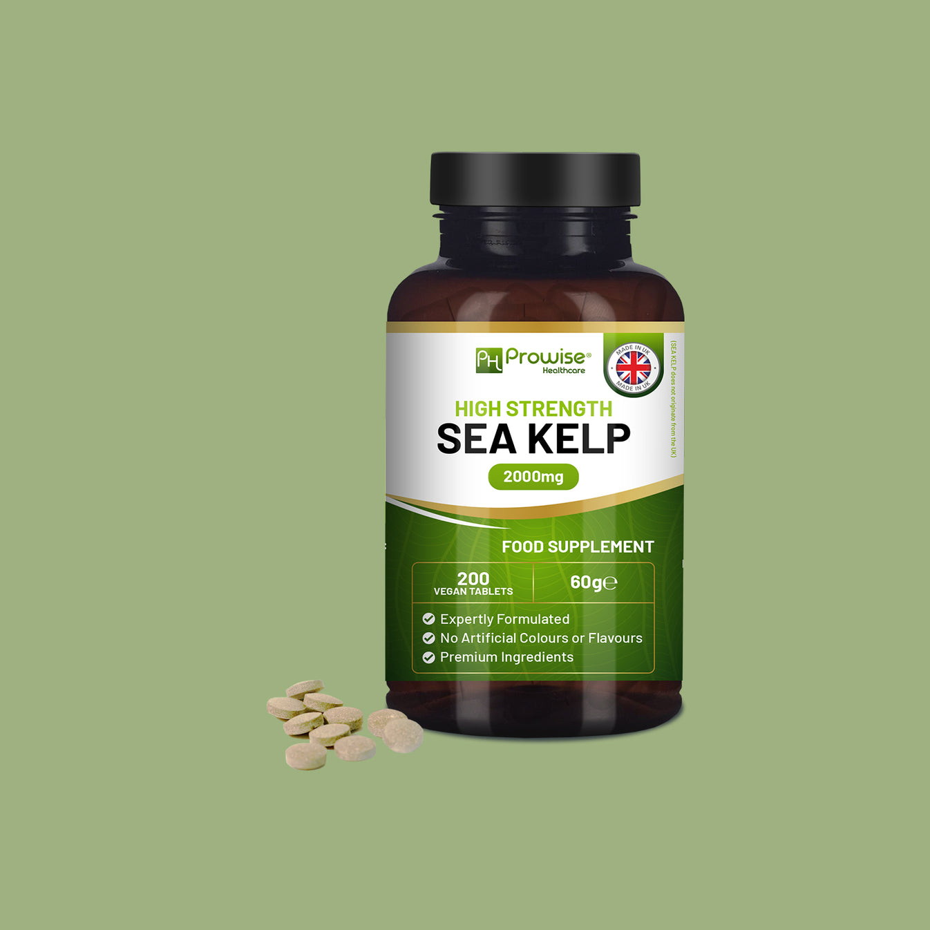 Sea Kelp Tablets 2000mg 200 Vegan Supplements | UK Made