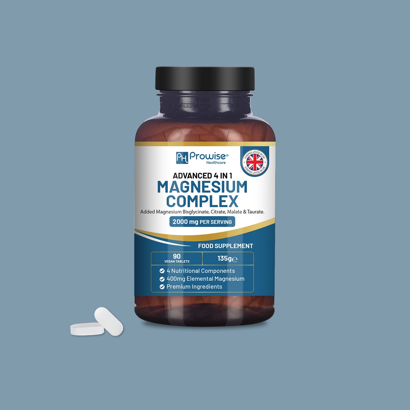 Magnesium Glycinate Complex 4 in 1 2000mg 90 Vegan Tablets