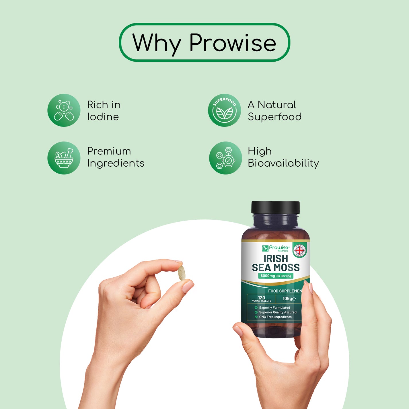 Irish Sea Moss Supplement 6000mg 120 Vegan Tablets