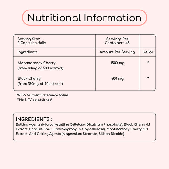 Montmorency Cherry Supplement 2100mg 90 Capsules | UK Made