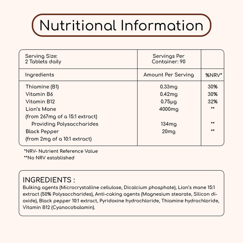 Lion's Mane Tablets 4000mg High Strength Supplement