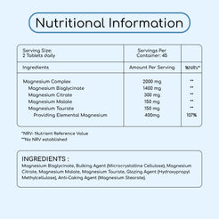 Magnesium Glycinate Complex 4 in 1 2000mg 90 Vegan Tablets