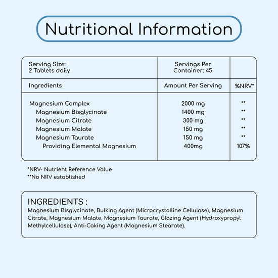 Magnesium Glycinate Complex 4 in 1 2000mg 90 Vegan Tablets