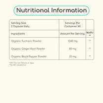 Organic Turmeric Capsules 1440mg with Black Pepper & Ginger