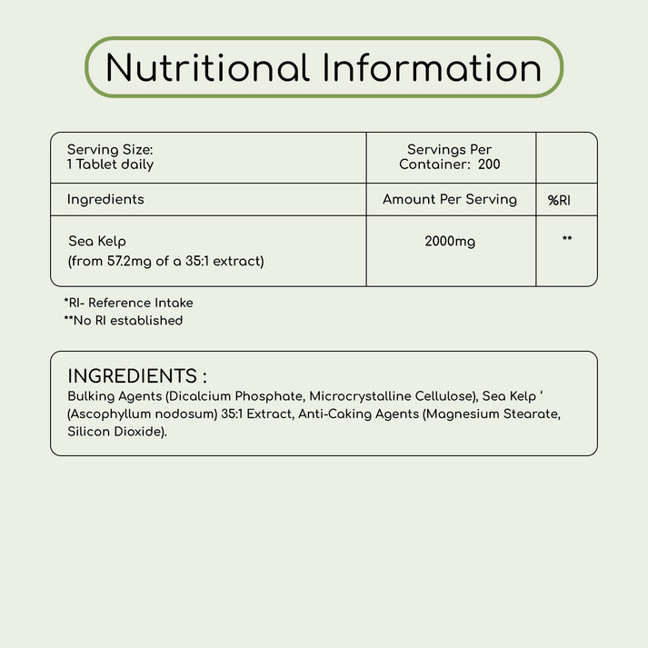Sea Kelp Tablets 2000mg 200 Vegan Supplements | UK Made