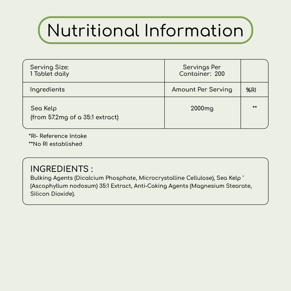 Sea Kelp Tablets 2000mg 200 Vegan Supplements | UK Made